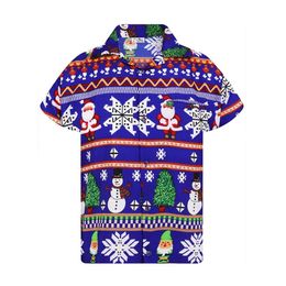 King Kameha Button Up Shirt 'Christmas Rows' male Blue size XXL