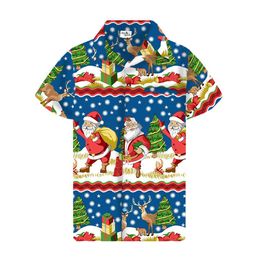 King Kameha Button Up Shirt 'Christmas Border Print' male Blue size 6XL