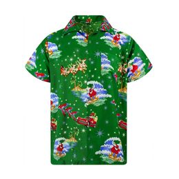 King Kameha Button Up Shirt 'Christmas Surf Santa' male Green size XXL
