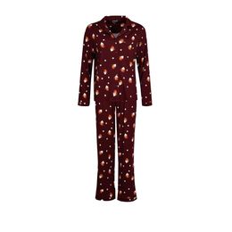 Loungeable Pyjama 'Hot Latte' Damen Gr&ouml;&szlig;e S cognac / orange / burgunder / wei&szlig; Winterkleid