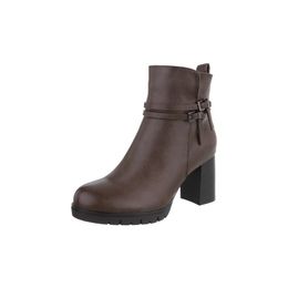 Ital-Design Stiefelette Damen Gr&ouml;&szlig;e 36 braun Winterschuhe