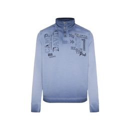 CAMP DAVID Troyer-Sweatshirt mit Strick-Details und Artworks Herren Größe M blau