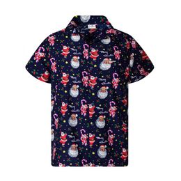 King Kameha Button Up Shirt 'Christmas Candycane' male Blue size S
