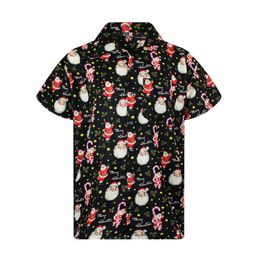 King Kameha Button Up Shirt 'Christmas Candycane' male Black size L