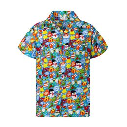King Kameha Button Up Shirt 'Christmas Allover' male Blue size S