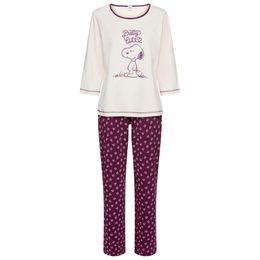 PEANUTS Pyjama Damen Gr&ouml;&szlig;e XS ecru / weinrot Winterkleid