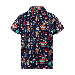 King Kameha Button Up Shirt 'Christmas Gingerbread' male Blue size XS