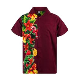 King Kameha Button Up Shirt 'Christmas Wedding' male Red size XXL