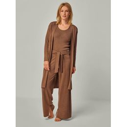 You Look Perfect Hausanzug 'LOUNGEWEAR SET - Cardigan Blossom & Top Blossom & Pants Bailey' Damen Gr&ouml;&szlig;e S cognac