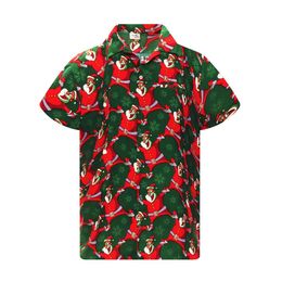 King Kameha Button Up Shirt 'Christmas Laughing Santa' male Green size XS