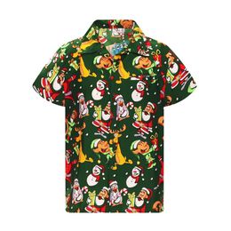 King Kameha Button Up Shirt 'Christmas Written Santa' male Green size M