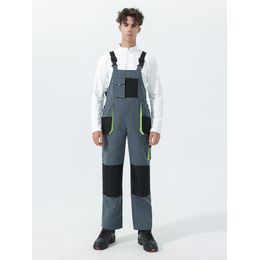 YOUTHUP Latzhose Herren Gr&ouml;&szlig;e S taubenblau / neongr&uuml;n / schwarz