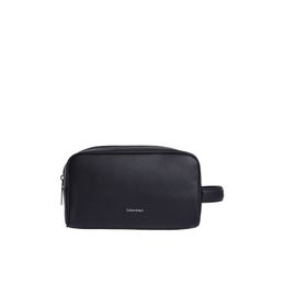 Kulturbeutel Calvin Klein "CK MUST WASHBAG/DOPP KIT", Damen, Gr. B/H/T: 24cm x 13,5cm x 11cm, schwarz, Lederimitat, Polyester, unifarben, Taschen, Waschbeutel, Kulturtasche, Reise, mit Logo-Schriftzug