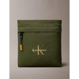 Umhängetasche Calvin Klein "BOLD FLATPACK", Damen, Gr. B/H/T: 19cm x 21cm x 2cm, thyme, Nylon, unifarben, Taschen, Crossbody Bag, Herren Schultertasche, Minibag mit CK-Logo