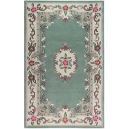 Wollteppich FLAIR RUGS "Aubusson", grün, B:150cm H:10mm L:240cm, Wolle, Teppiche, Wolle, Teppich, Wohnzimmer, Schlafzimmer, Esszimmer