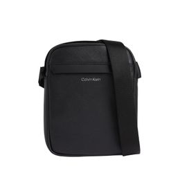 Umhängetasche Calvin Klein "CK MUST REPORTER", Damen, Gr. B/H/T: 18cm x 24cm x 5,5cm, schwarz, Lederimitat, Polyester, unifarben, Taschen, Herren Schultertasche, Mini Bag, Tasche mit Logo-Schriftzug