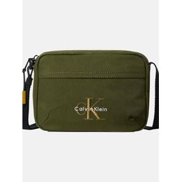 Kameratasche Calvin Klein "BOLD CAMERA BAG", Damen, Gr. B/H/T: 20cm x 12,5cm x 5cm, thyme, Nylon, unifarben, Taschen, Herren-Schultertasche, Umhängetasche mit CK-Logo