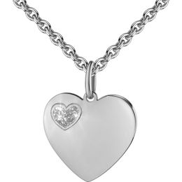 Kette mit Anhänger Firetti "Schmuck Geschenk Silber 925 Halsschmuck Ankerkette Anhänger Herz", silber (silberfarben, kristallweiß), Halsketten, Damen, Silber 925 (Sterlingsilber), L: 45 B: 1,1mm, Made in Germany - mit Zirkonia (synth.), B:1,1mm