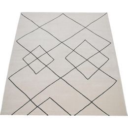 Teppich Paco Home "Haral 785", wei&szlig;, B:120cm H:9mm L:170cm, Polyester, Polypropylen, Teppiche, Teppich, Kurzflor, Scandi Design, Rauten Motiv