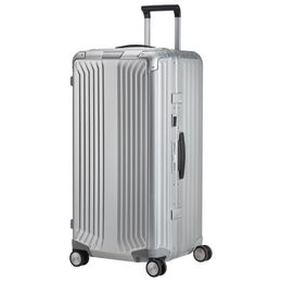 Hartschalen-Trolley Samsonite "LITE-BOX ALU TRUNK, verschiedene Größen und Farben", Gr. B/H/T: 41cm x 80cm x 37cm 106 l, grau (aluminium), Aluminium, Strukturmuster, festlich, Koffer, Koffer groß Aufgabegepäck Reisegepäck TSA-Schloss