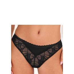 Stringpanty Lascana "Alicia", Damen, Gr. 40/42, schwarz, Microtouch, Obermaterial: 90% Polyamid, 10% Elasthan, figurbetont, Unterhosen, aus dezent transparenter Spitze
