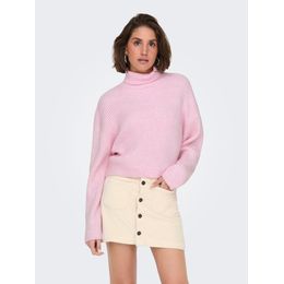 Rollkragenpullover Only "ONLMELANIE L/S ROLLNECK PULLOVER KNTNOOS", Damen, Gr. XS, pink lady, Strick, Obermaterial: 54% Polyester, 41% Polyacryl, 5% Wolle, unifarben, regular fit kurz, Rundhals, Pullover Rollkragenpullover