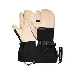 Reusch Damen Fäustlinge "Duality R-WOOL Lobster"beige, schwarz, Gr. 11, mehrfarbig, 70% Polyester, 30% Rindsleder, Handschuhe, mit winddichter und