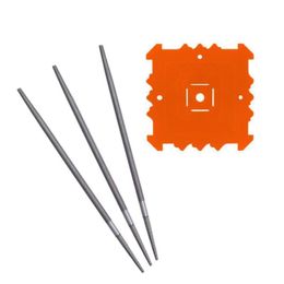 S&auml;gekettenfeilen-Set mit Pr&uuml;flehre 3+1 Rundfeile 4.0mm