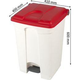 Probbax Treteimer, Volumen 45 l, BxHxT 410 x 600 x 400 mm, wei&szlig;, Deckel rot