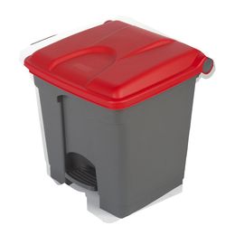 Probbax Treteimer, Volumen 30 l, BxHxT 410 x 435 x 400 mm, grau, Deckel rot