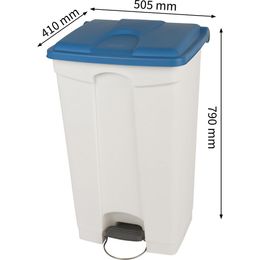 Probbax Treteimer, Volumen 90 l, BxHxT 505 x 790 x 410 mm, wei&szlig;, Deckel blau