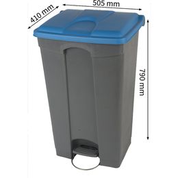 Probbax Treteimer, Volumen 90 l, BxHxT 505 x 790 x 410 mm, grau, Deckel blau