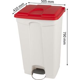 Probbax Treteimer, Volumen 90 l, BxHxT 505 x 790 x 410 mm, wei&szlig;, Deckel rot