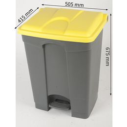 Probbax Treteimer, Volumen 70 l, BxHxT 505 x 675 x 415 mm, grau, Deckel gelb