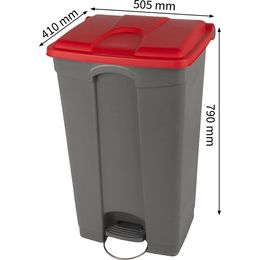 Probbax Treteimer, Volumen 90 l, BxHxT 505 x 790 x 410 mm, grau, Deckel rot