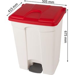 Probbax Treteimer, Volumen 70 l, BxHxT 505 x 675 x 415 mm, wei&szlig;, Deckel rot
