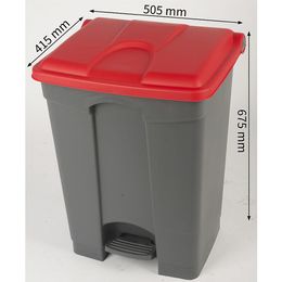Probbax Treteimer, Volumen 70 l, BxHxT 505 x 675 x 415 mm, grau, Deckel rot