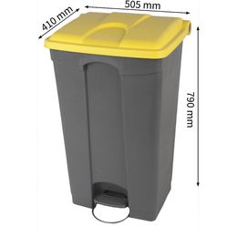 Probbax Treteimer, Volumen 90 l, BxHxT 505 x 790 x 410 mm, grau, Deckel gelb