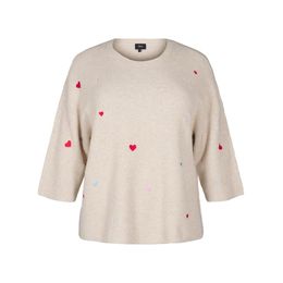 ZIZZI Pullover 'MSUNNY HEART' Damen Größe 5XL/6XL kitt / hellblau / hellpink / rot