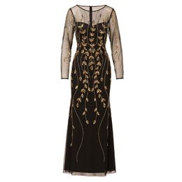 Adrianna Papell Kleid ' Long Sleeve Beaded Dress' Damen Gr&ouml;&szlig;e 38 gold / schwarz Winterkleid