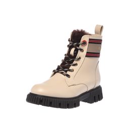 Baldinini Schn&uuml;rstiefelette Damen Gr&ouml;&szlig;e 34.5 elfenbein / greige / pastellrot / schwarz Winterschuhe