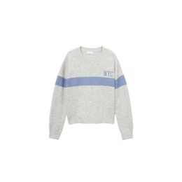 MANGO TEEN Pullover 'Nyc' Mädchen Größe 116/128 himmelblau / graumeliert