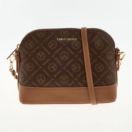 Carlo Colucci Braune Umh&auml;ngetasche mit Logo