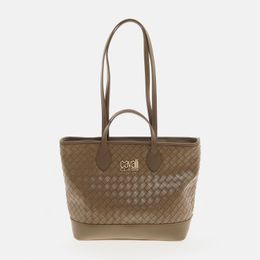 Cavalli Class Taupefarbene Tote Bag aus Kunstleder
