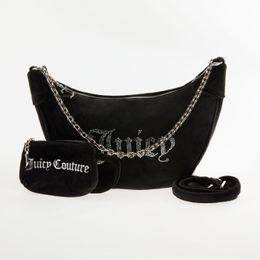 Juicy Couture Schwarze Schultertasche aus Fleece