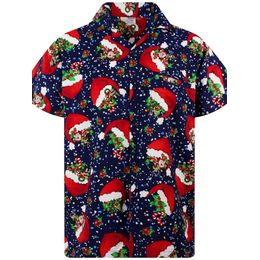 King Kameha Button Up Shirt 'Christmas Flying Hats' male Blue size S
