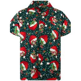 King Kameha Button Up Shirt 'Christmas Flying Hats' male Green size L