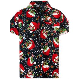 King Kameha Button Up Shirt 'Christmas Flying Hats' male Black size XXL
