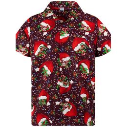 King Kameha Button Up Shirt 'Christmas Flying Hats' male Red size XXL