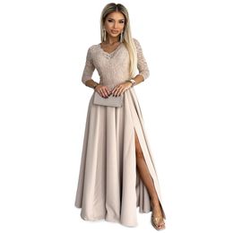 numoco Abendkleid 'Maxikleid Amber' Damen Größe 42 beige Winterkleid